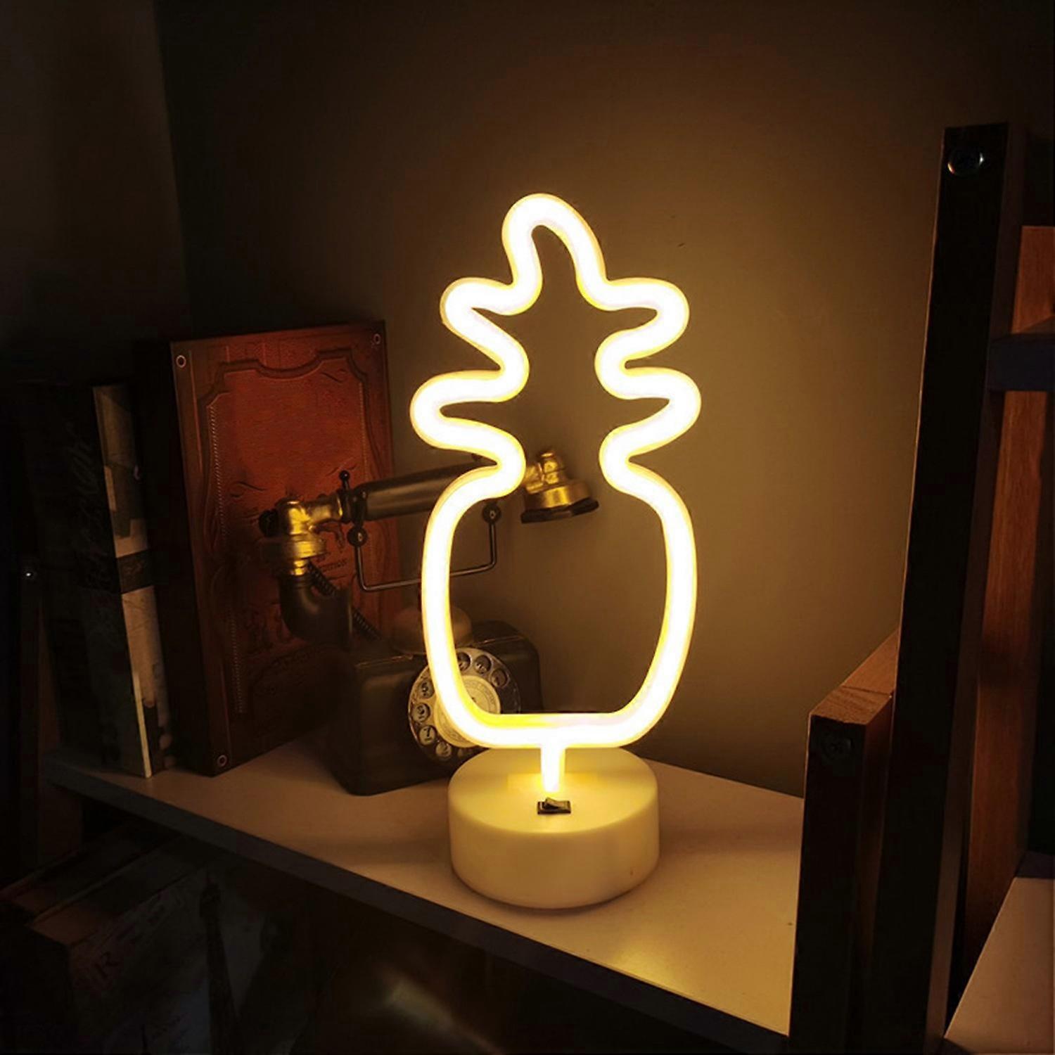 Pineapple Neon Light USB/Battery Operated Creative Shape Non-Glaring ...