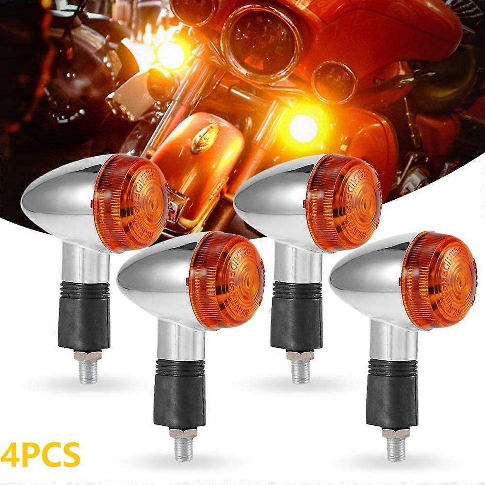 Motorcycle Turn Signals Chrome Front Rear Lights for Bobber Chopper ...