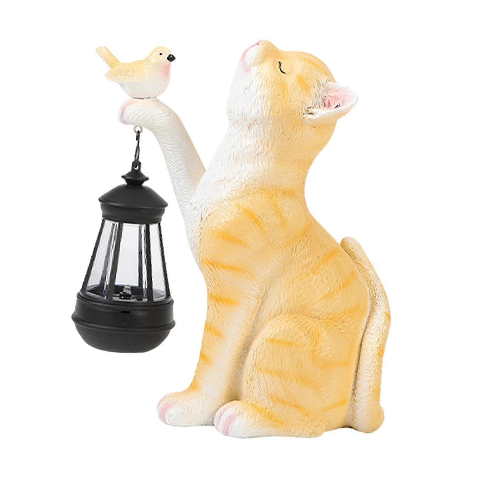 Cat Solar Light Cat Outdoor Statue Gifts Landscape Lamp Resin With ...