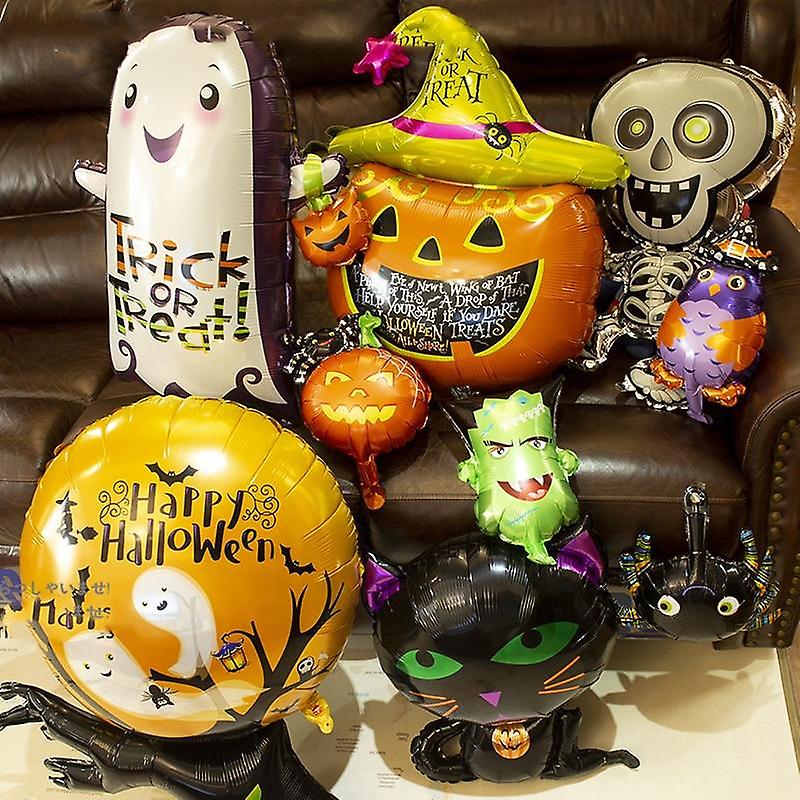 Large halloween pumpkin witch balloons decorations spider foil balloons ...