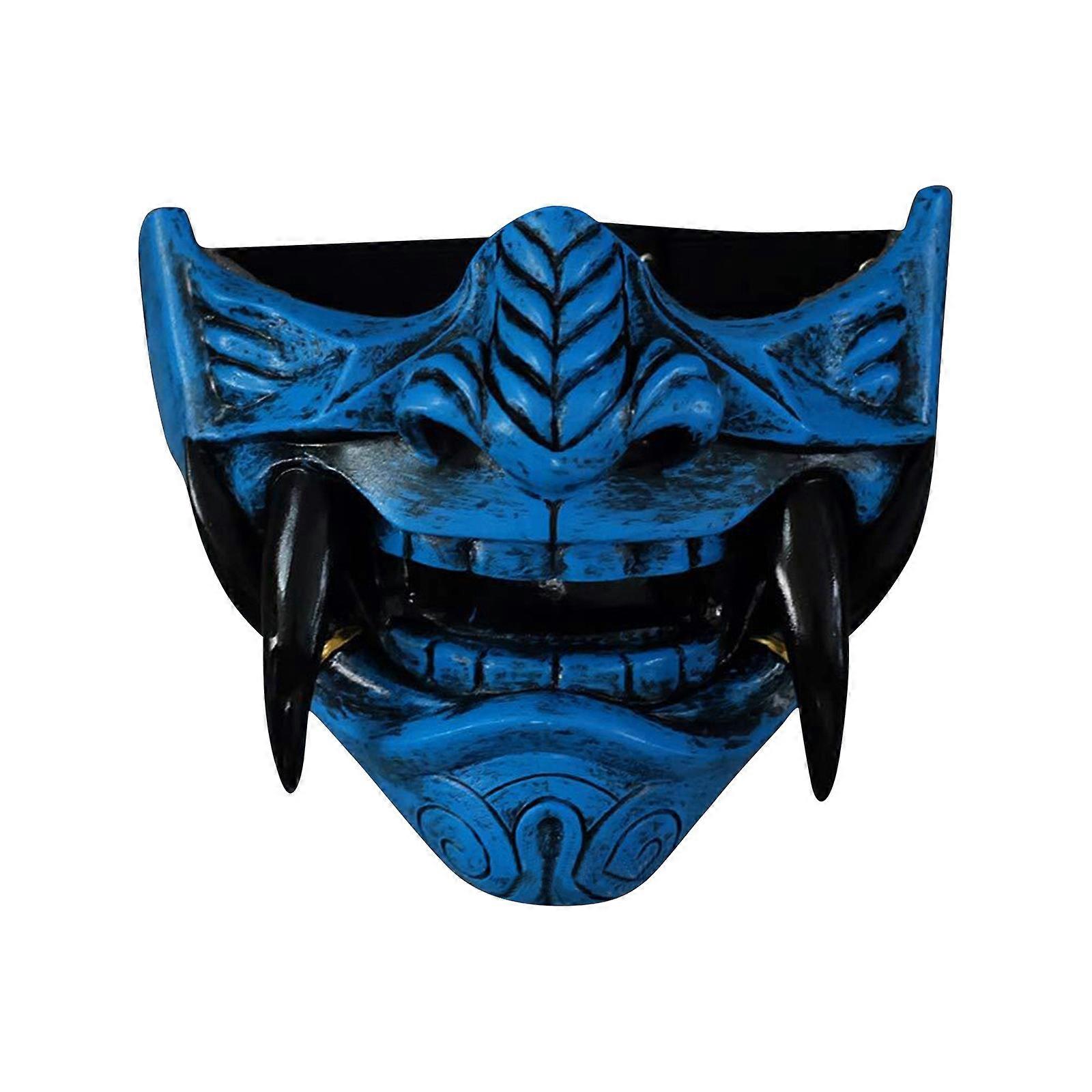 New Mask Game Half Face Airsoft Oni Mask Halloween Cosplay Evil Demon ...