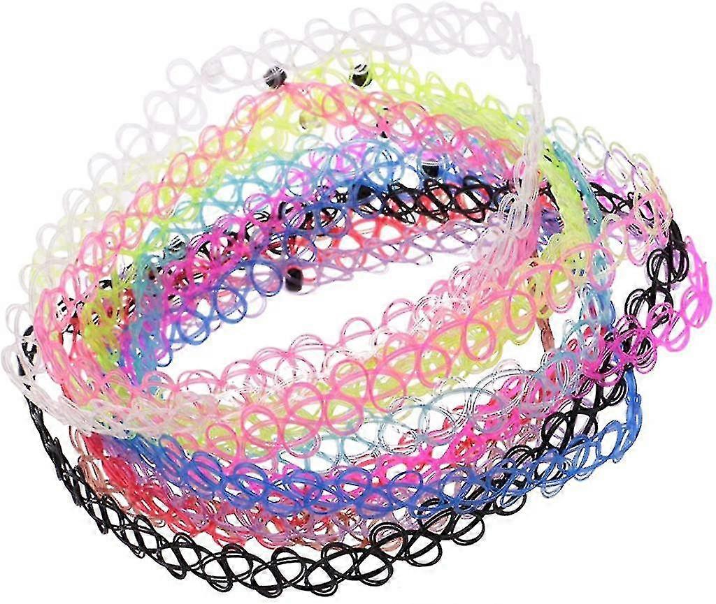 12 Pieces/ Pack Tattoo Choker Stretch Necklace Black Retro Henna ...