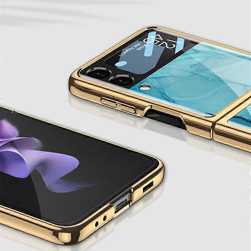 Fashion Plating Case for Samsung Galaxy Z Flip 3 Cover Tempered Glass ...