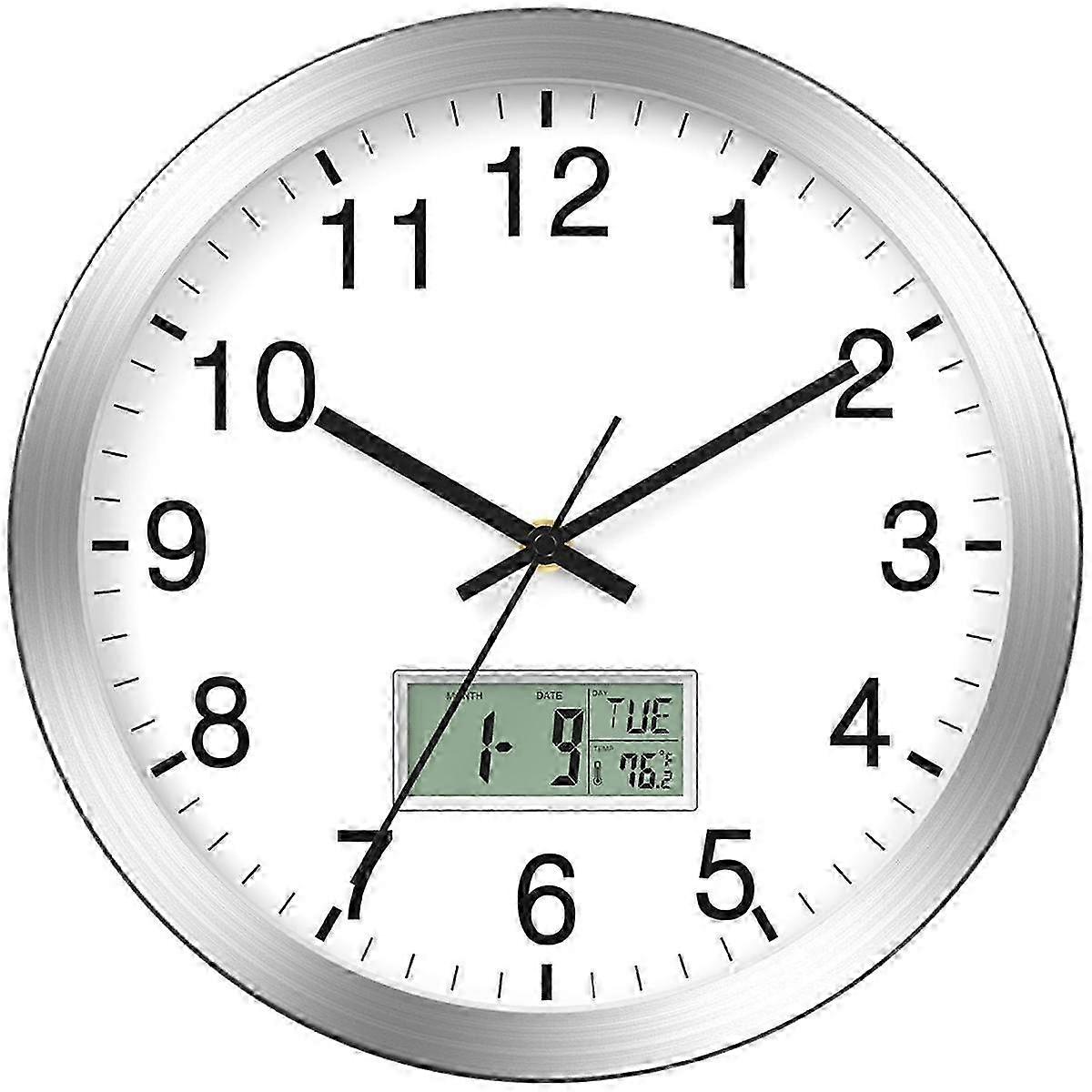 12inch Atomic Analog Wall Clock with Digital Date,Week,Indoor Temp ...