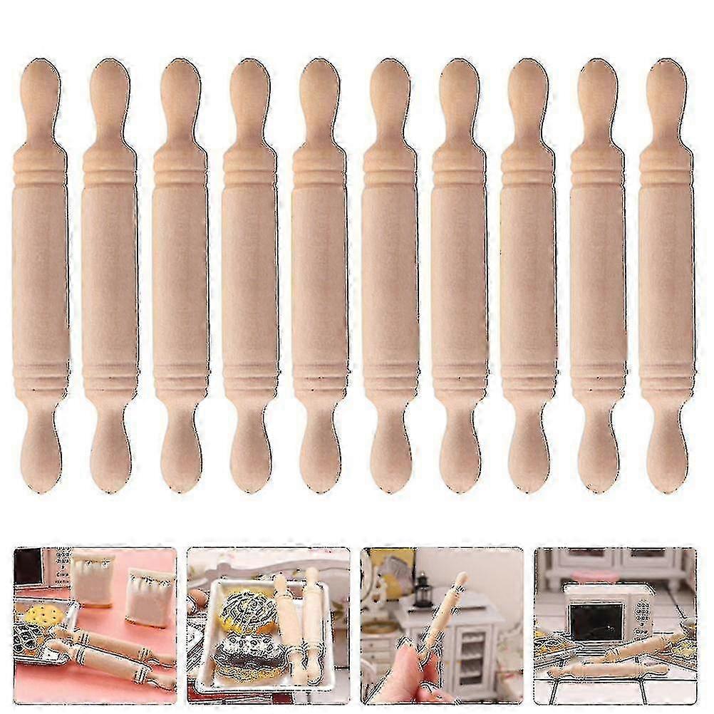 30 Pcs Mini Accessories Miniature Wood Rolling Pin Miniature Decor Tiny Craft Rolling Pin Small ...