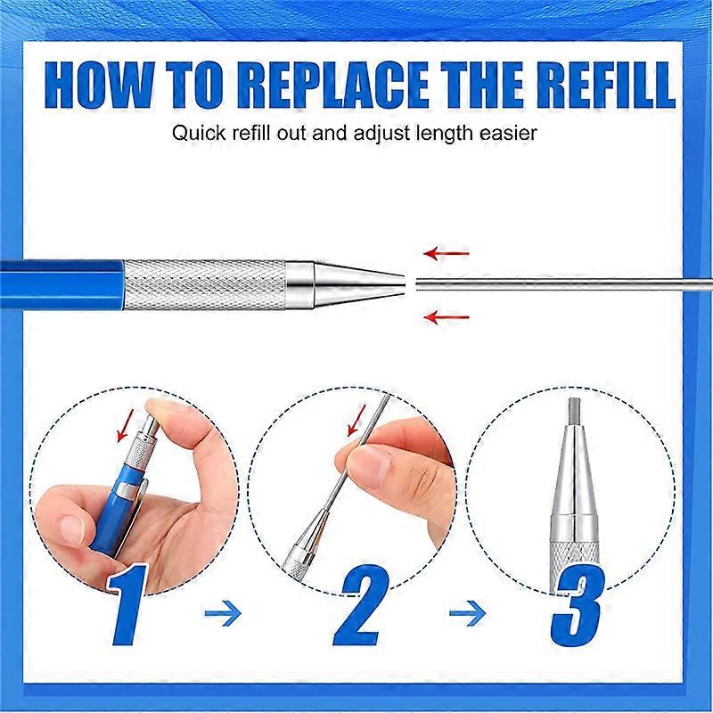 2 Pcs Welders Pencil with 48 PCS Round Refills Mechanical Pencils Metal ...