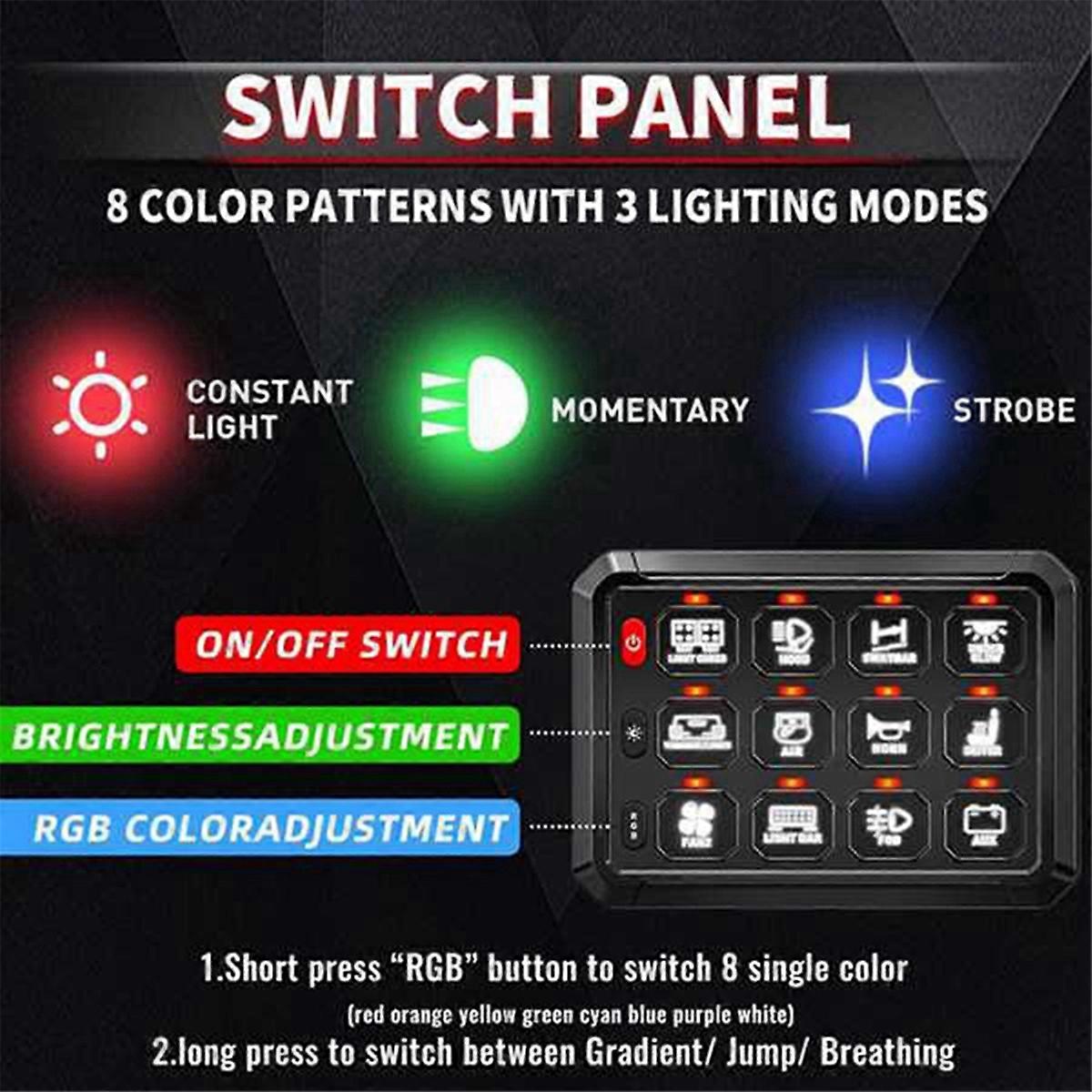 12 Gang Switch Panel RGB Switch Pod 12v Switch Panel for Car Truck ...