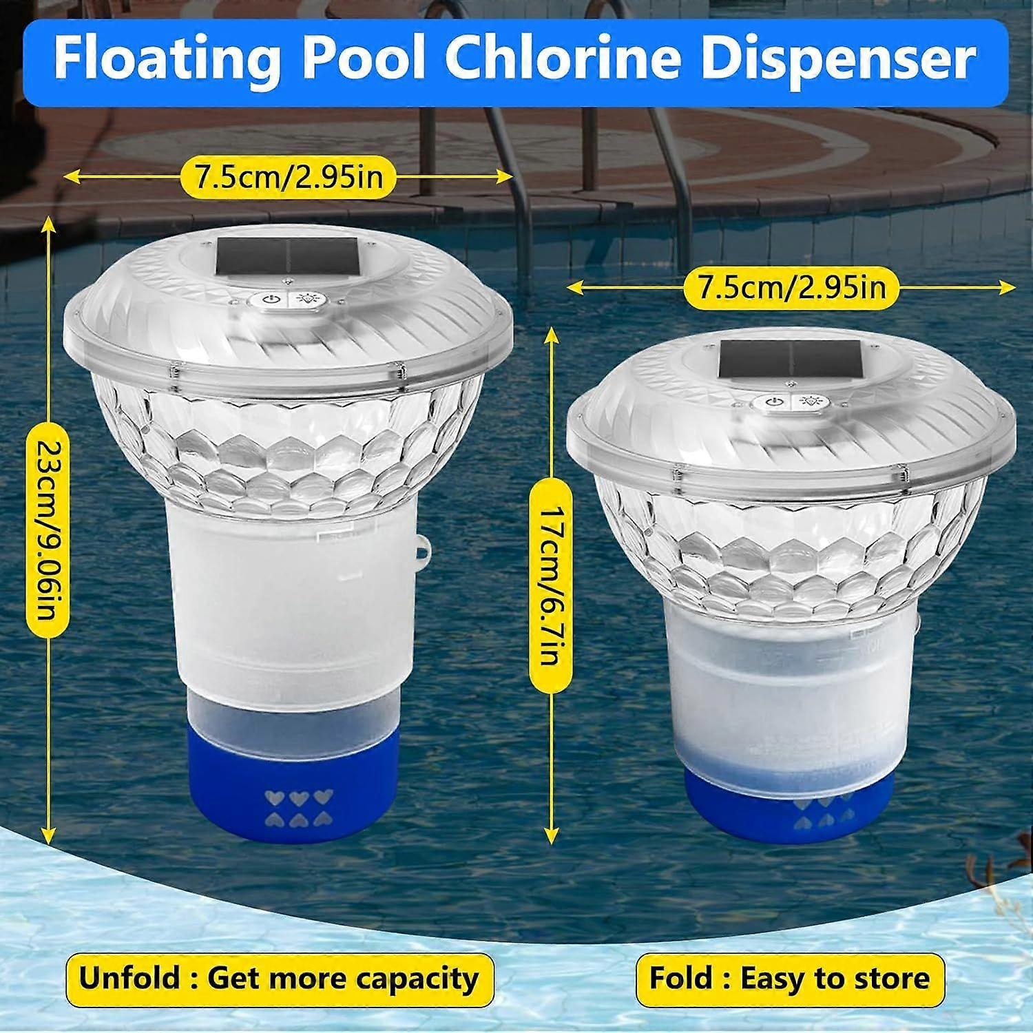 Solar Pool Chlorine Floater, RGB Color Changing Floating Pool Chlorine ...