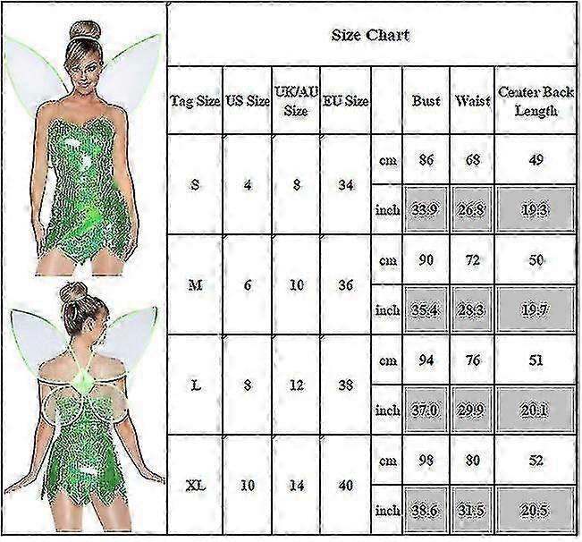 2025 Tinker Bell Costume Green Pixie Fairy Cosplay Props Dress ...