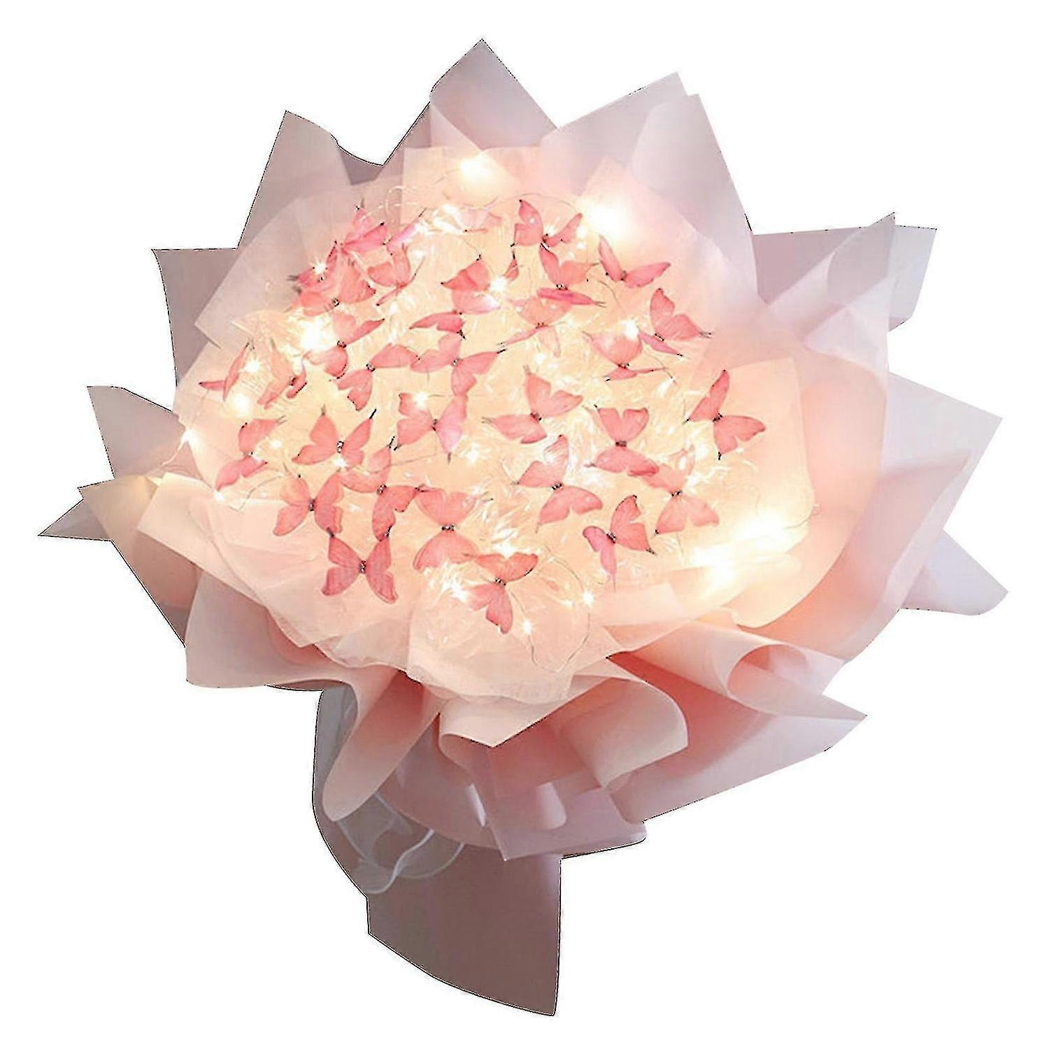 33pc LED Light-Up Butterfly Floral Bouquet, Romantic Gift for Valentine ...