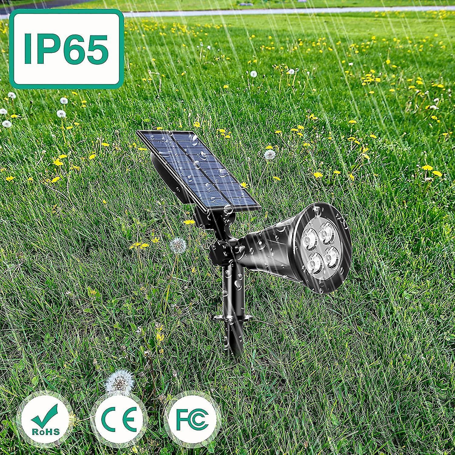2pcs Green Solar Lights, Ip65 Waterproof 4 Led Solar Spotlight Wall ...