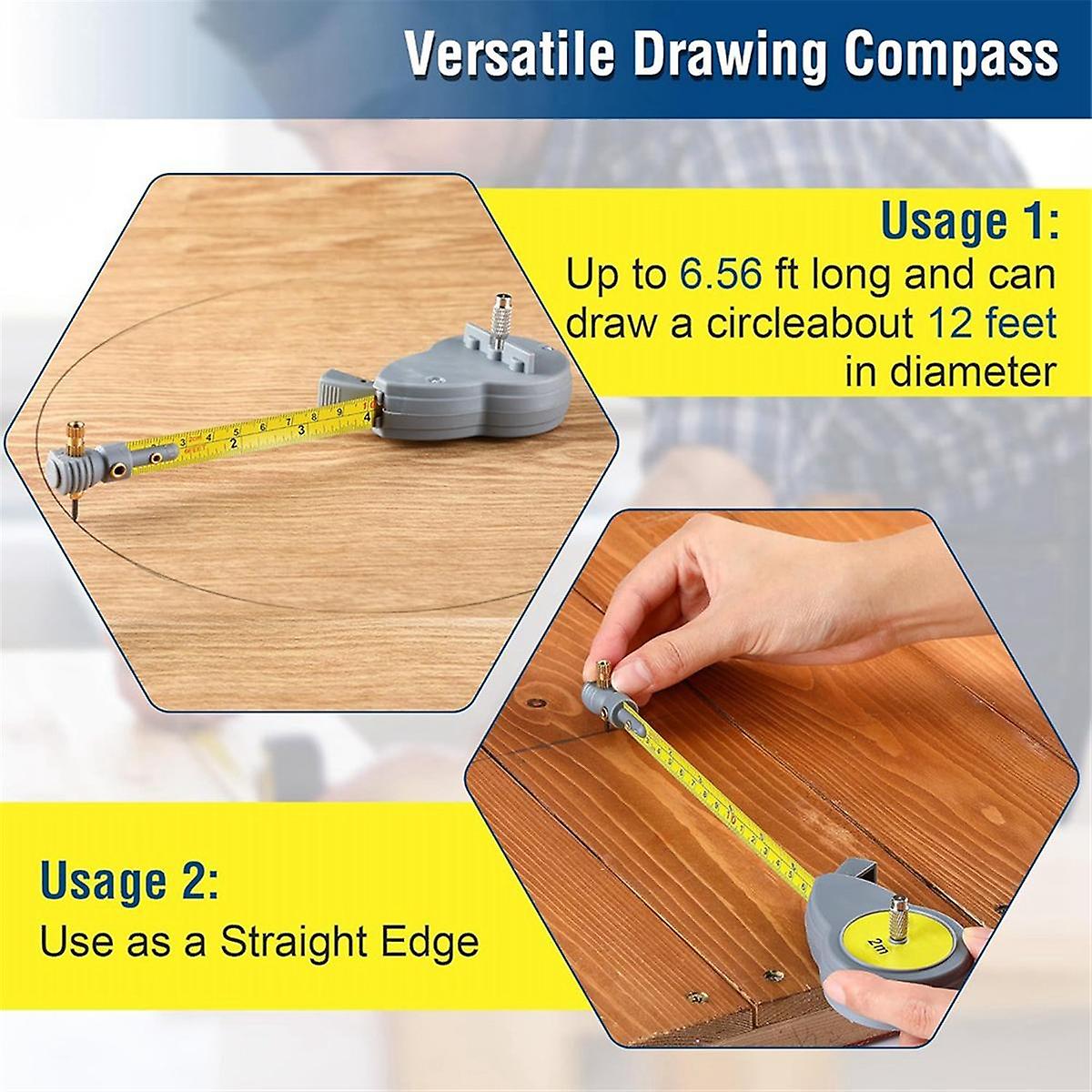 Rotape Tape Measure Compass with 10 Pencil Leads,Measure Beam Compass ...