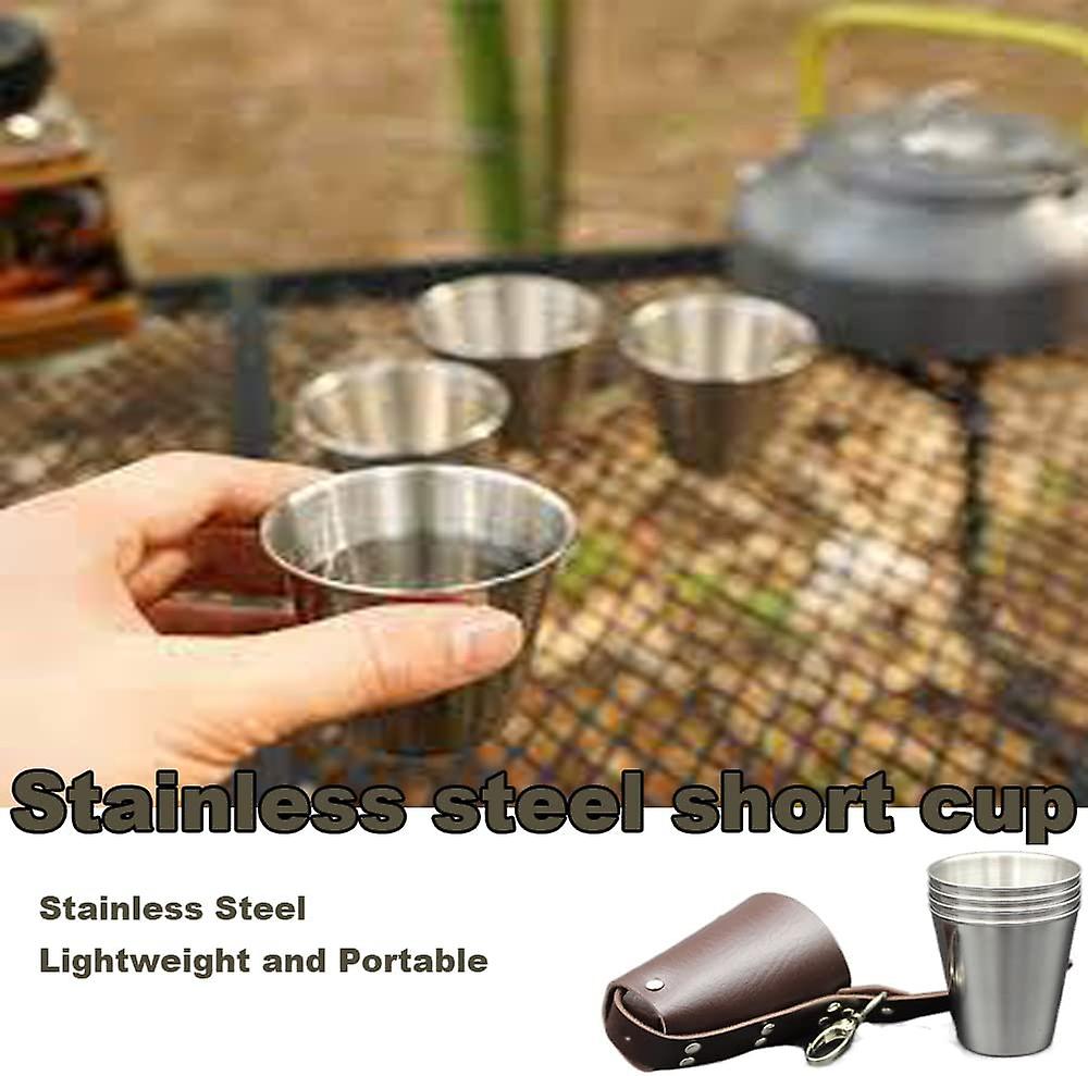 Stainless Steel Shot Glasses , Portable Camping Shot Glasses with 2 ...