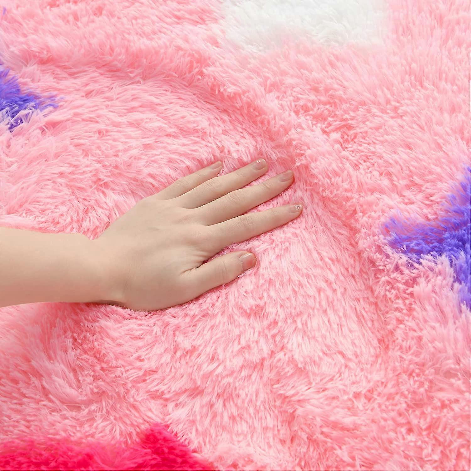 Pink Fluffy Star Rug For Girls Kids Rug For Bedroom Starry Pattern ...