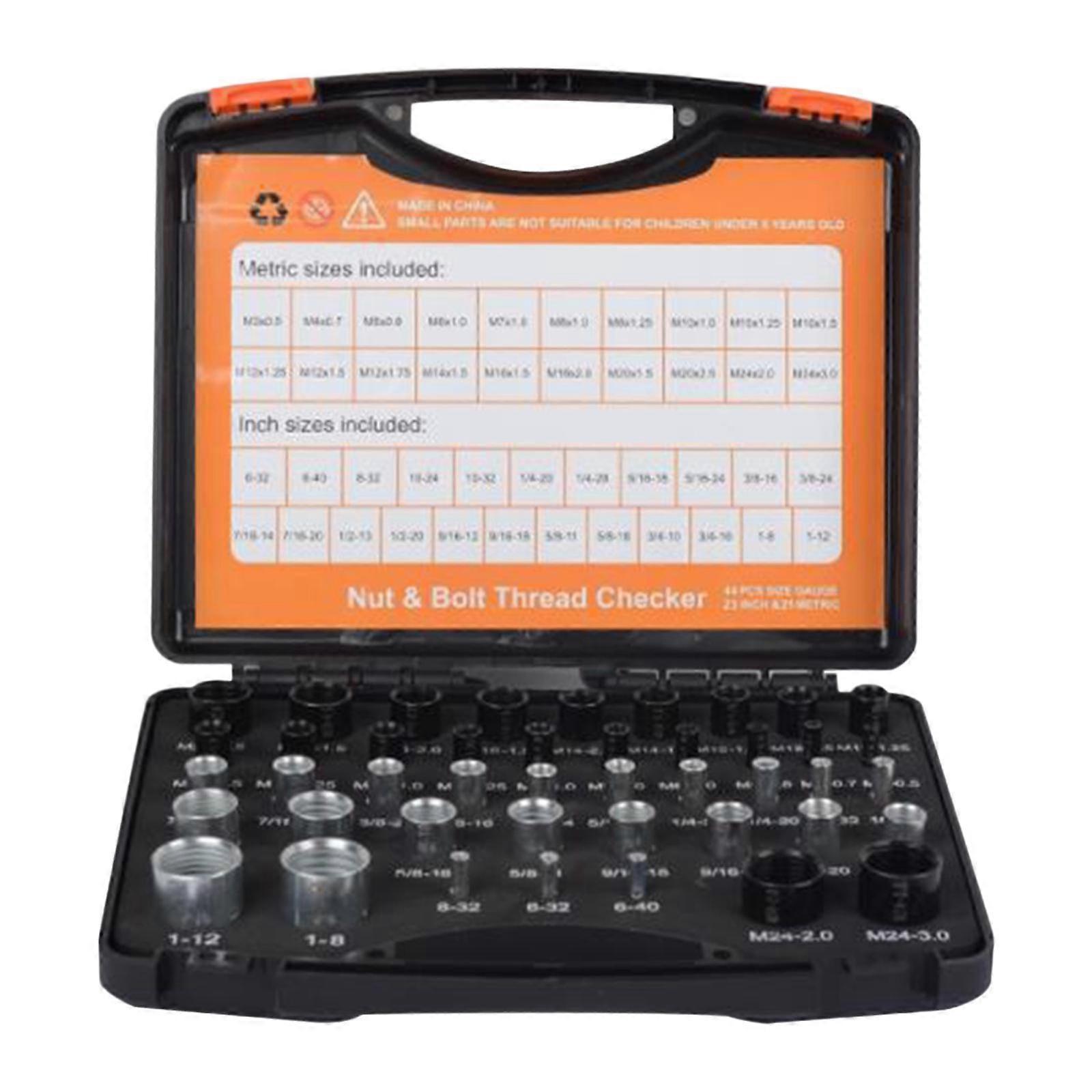 44Pcs Identifier Gauge Car Garage Measuring Tool Nut and Bolt Thread ...
