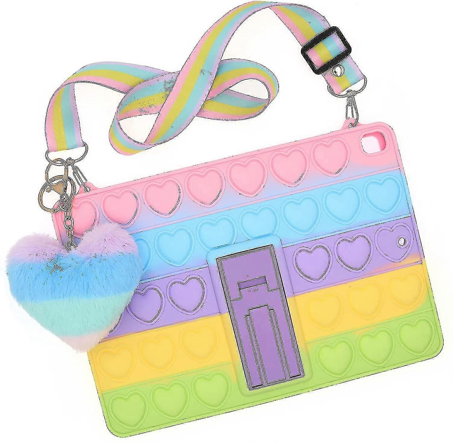 Pop-it Push Bubble Fidget Toy Silicone Cute Case For Ipad With Lanyard ...