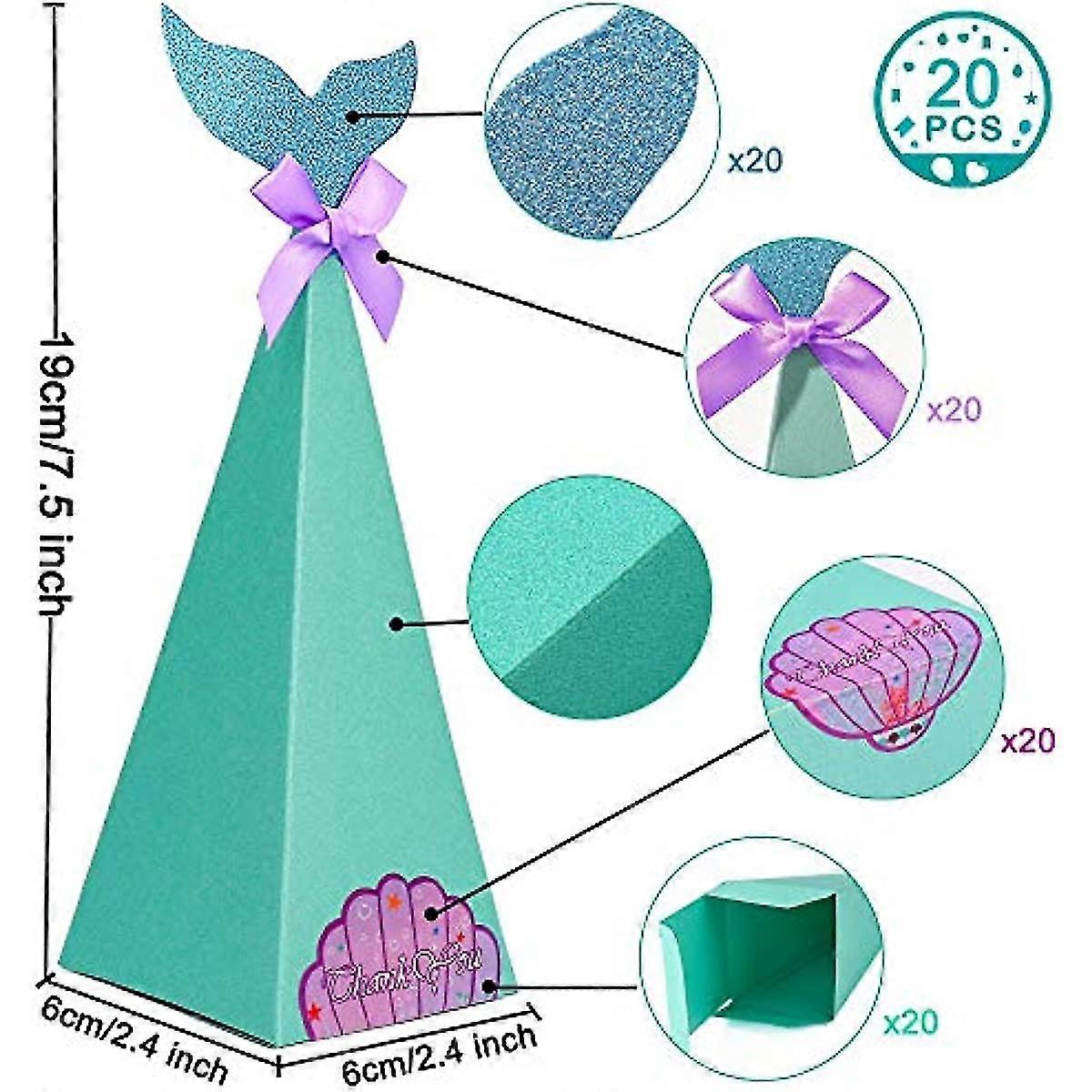 20pcs Mermaid Party Boxes Mermaid Tail Triangle Paper Candy Boxes For ...