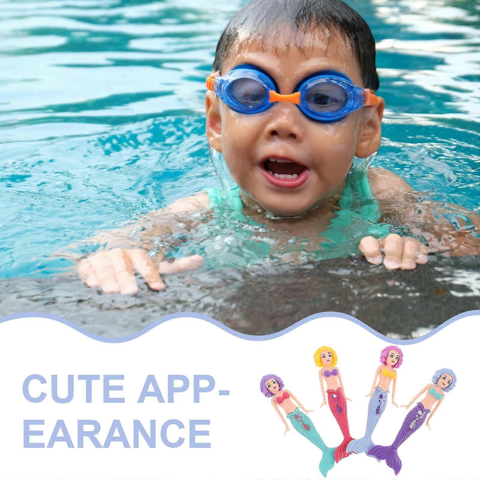 4PCS Mermaid Pool Playsets for Kids Mermaid Figures Dive Toy Set Fun ...