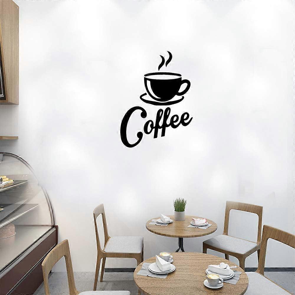 Coffee Cup + Coffee" Wall Stickers Kitchen Black Cafe Decor for Coffee ...