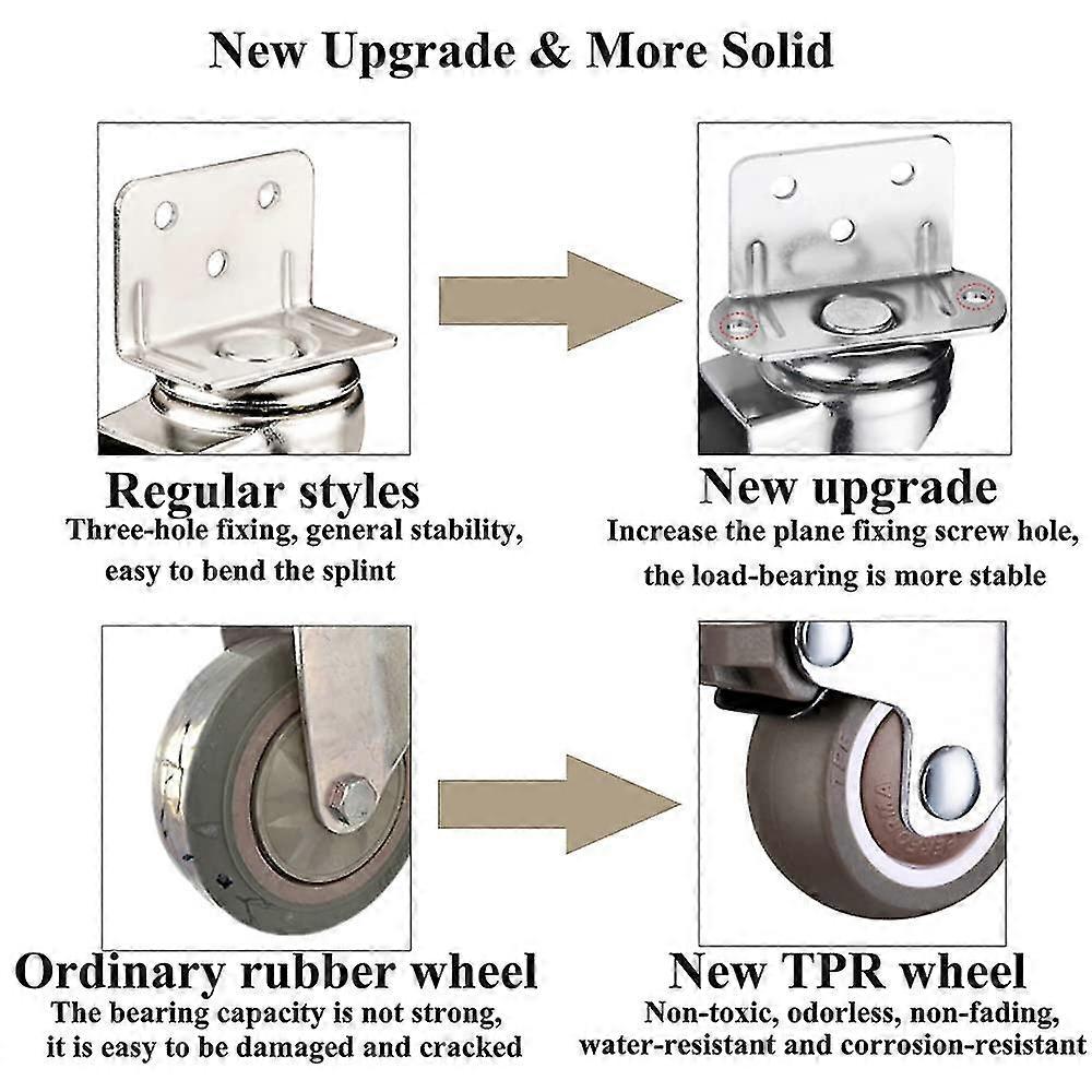 Set Of 4 Small Furniture Casters 25mm With Brake 10*2 Screws Swivel ...