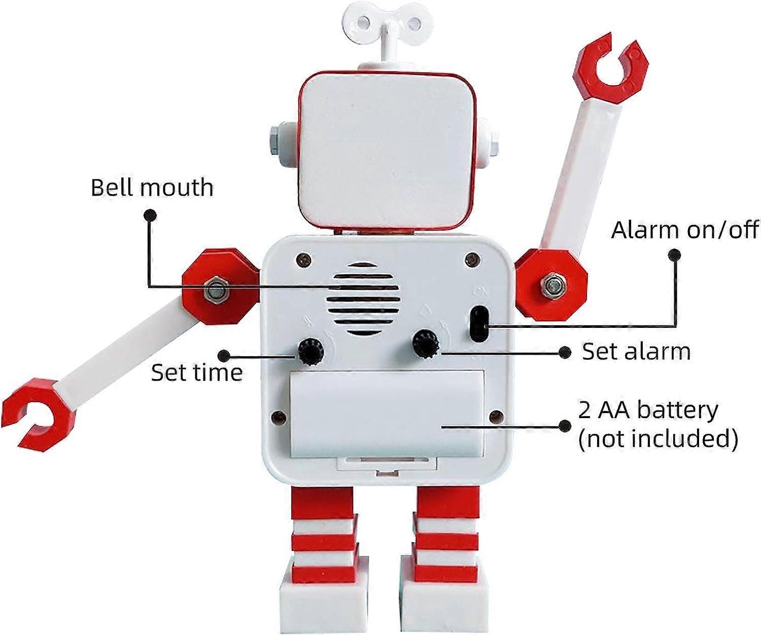 Robot Alarm Clock,Stainless Metal Non-Ticking Wake-up Clock with ...