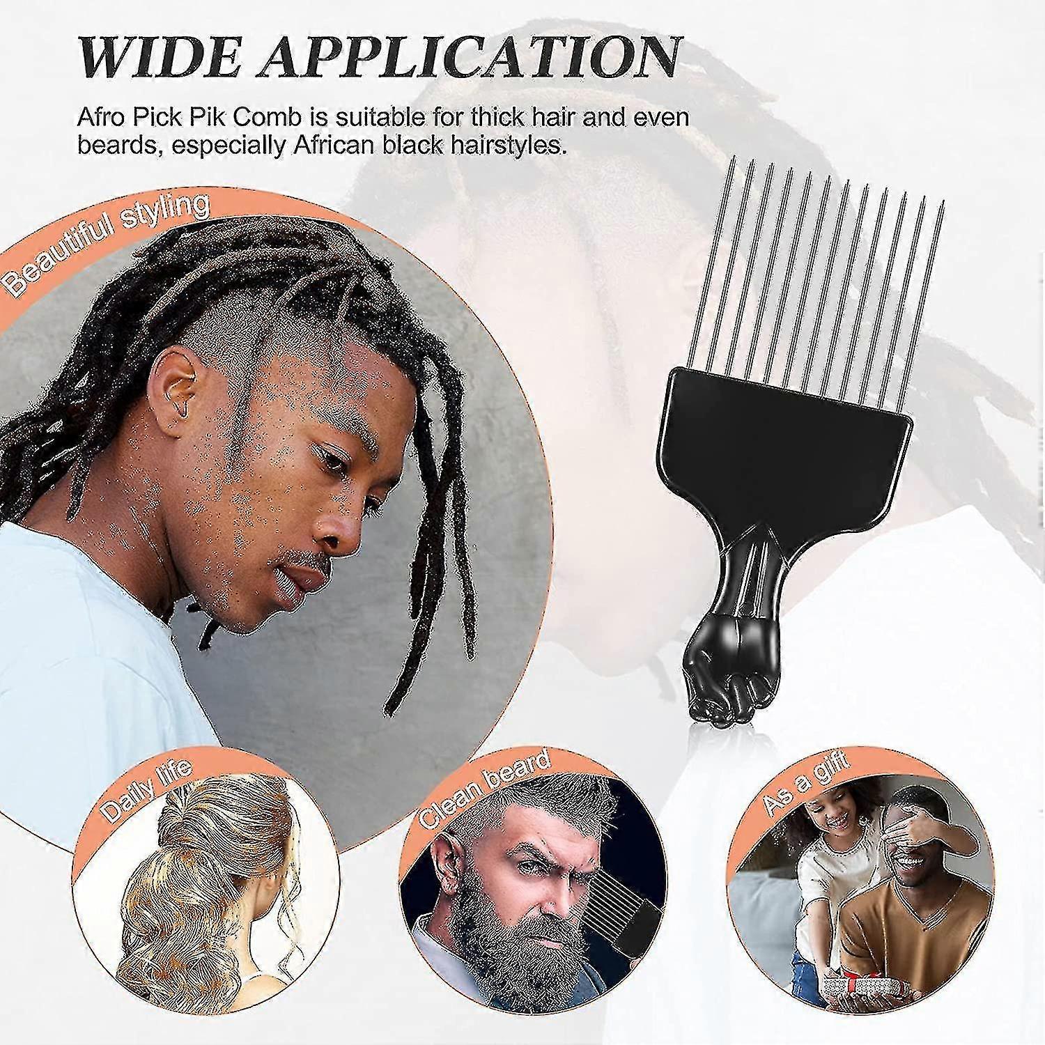 Afro Pick Comb Metal Pick Comb Plastic Afro Pick Hair Comb Wide Tooth ...