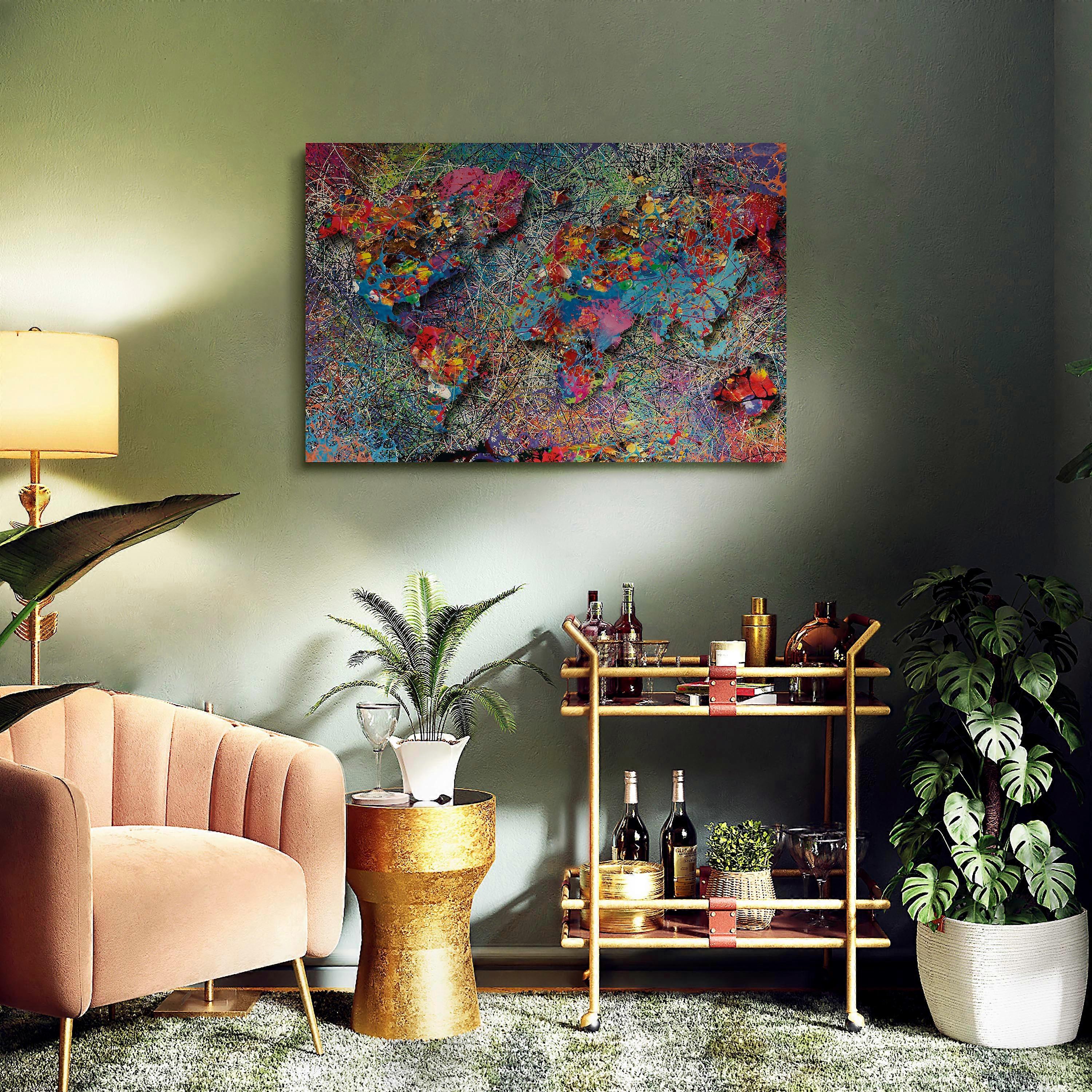 Canvas Print - Map: Jackson Pollock inspiration | Fruugo UK