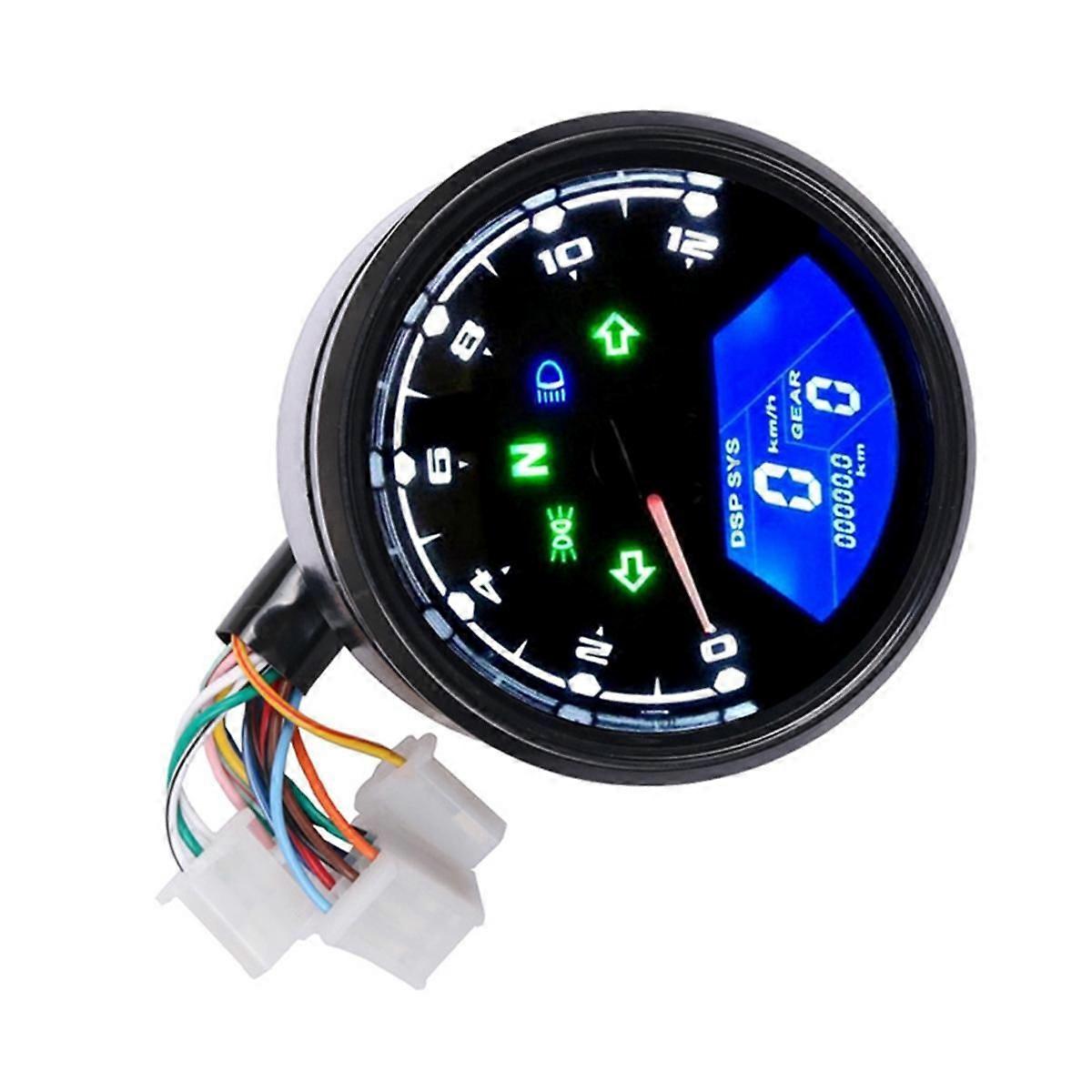 Motorcycle Universal LCD Digital Tachometer Speedometer Odometer ...