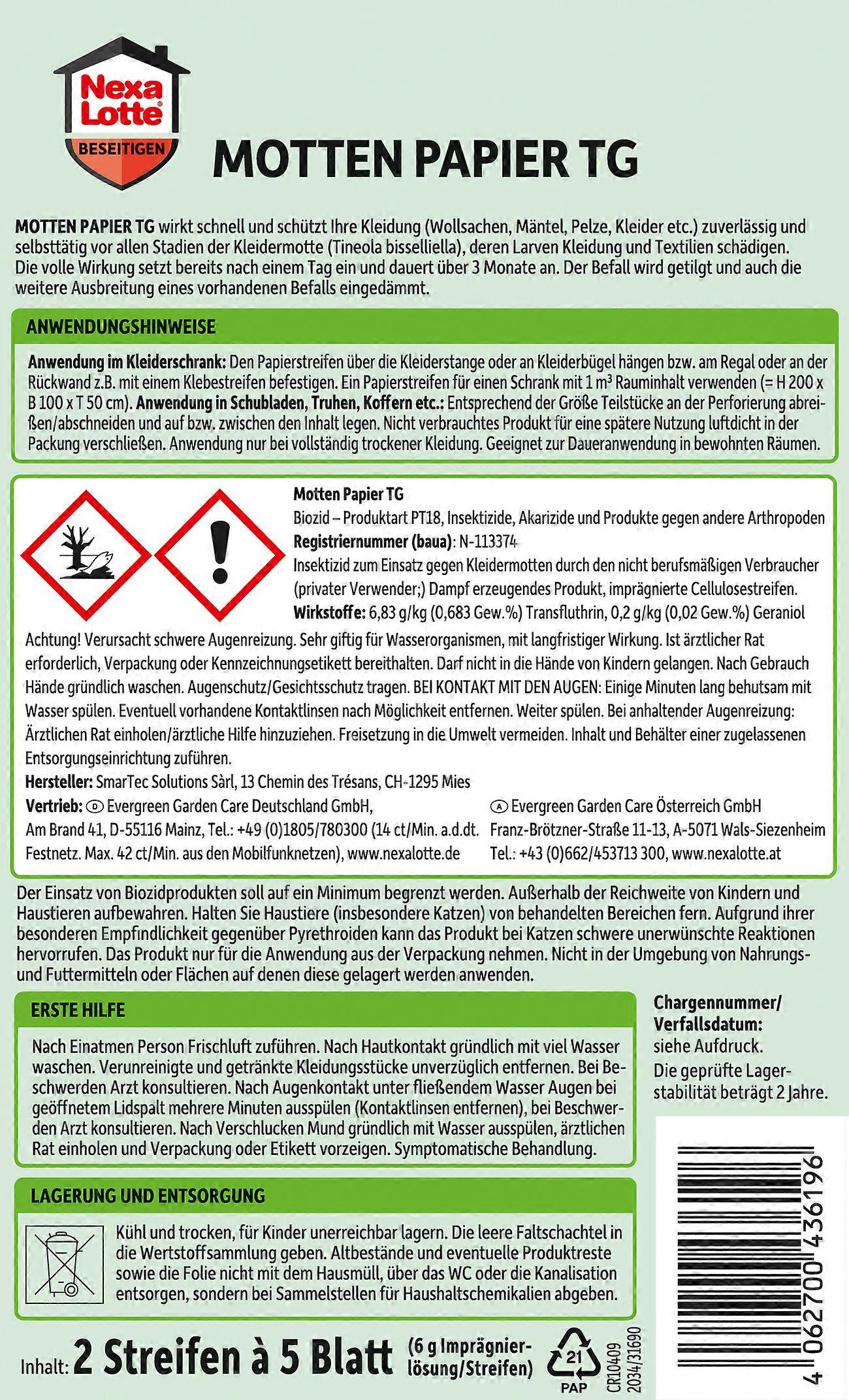 NEXA LOTTE® Moth Protection Paper TG, 2 pieces | Fruugo UK