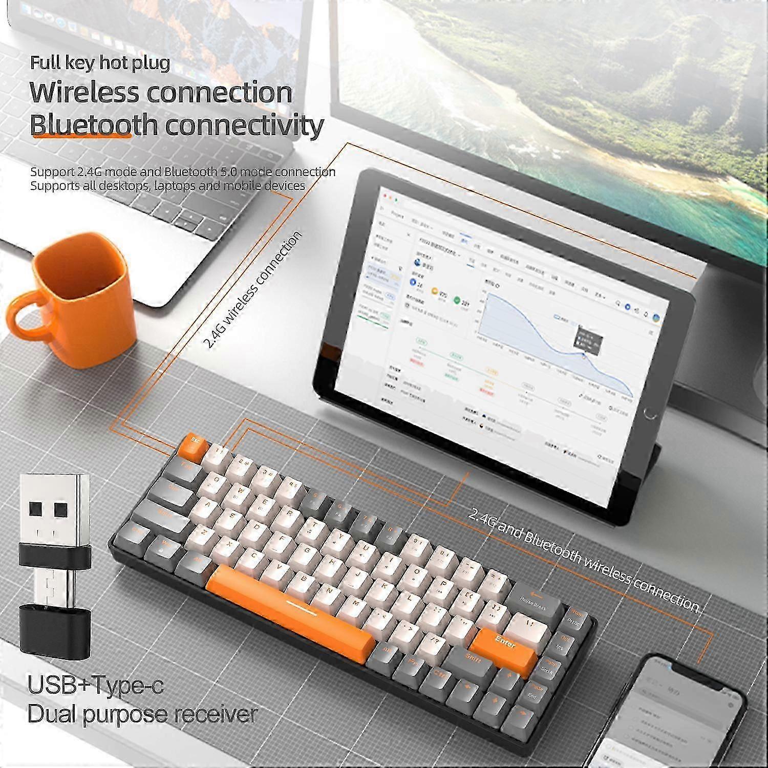 Ziyoulang K68 Wireless Mechanical Keyboard 2.4g/bluetooth Dual Mode 68 ...