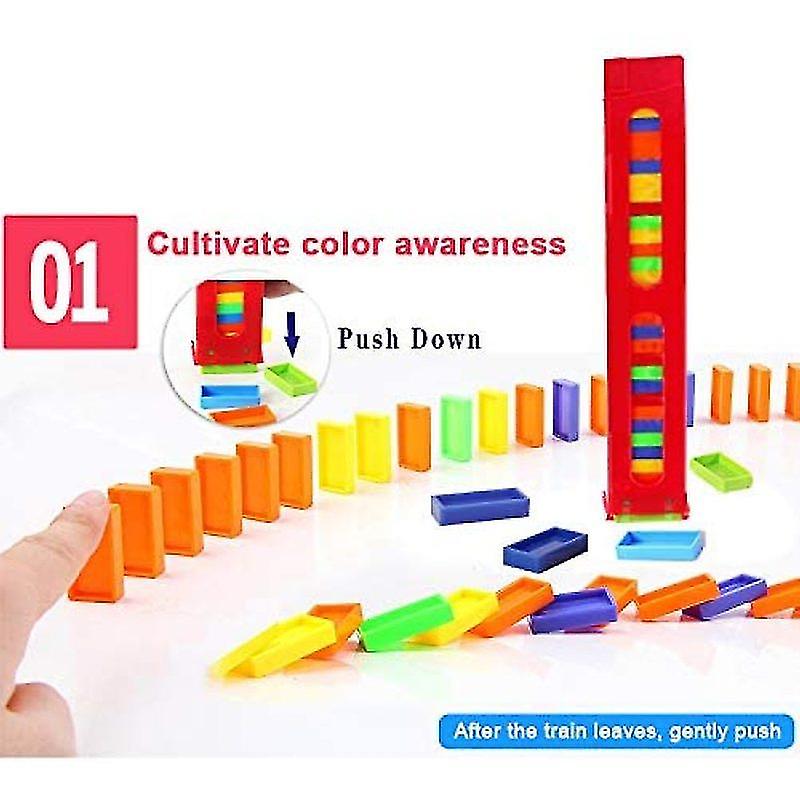 Domino Train Toy Set, Dominoes Rally Electric Train With Lights And ...