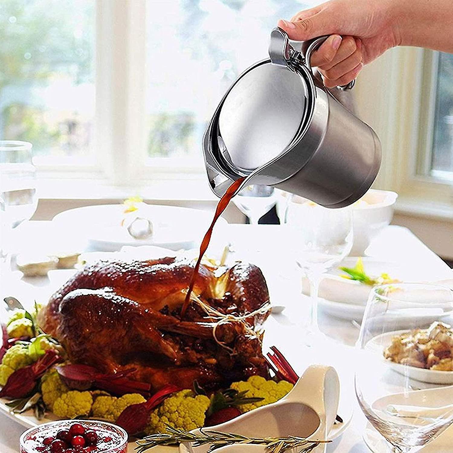 Rostfritt stål Såskanna, dubbelisolerad såskanna krukor Termisk såsbåt ...