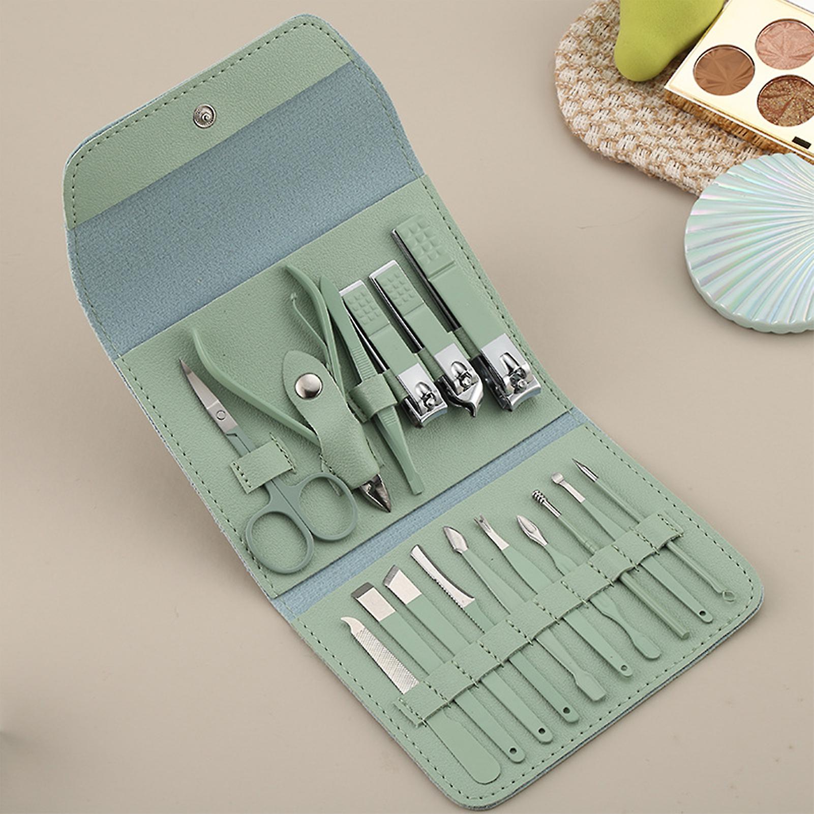 16pcs Mini Pedicure Kit Professional Grooming Kit With Leather Case For ...