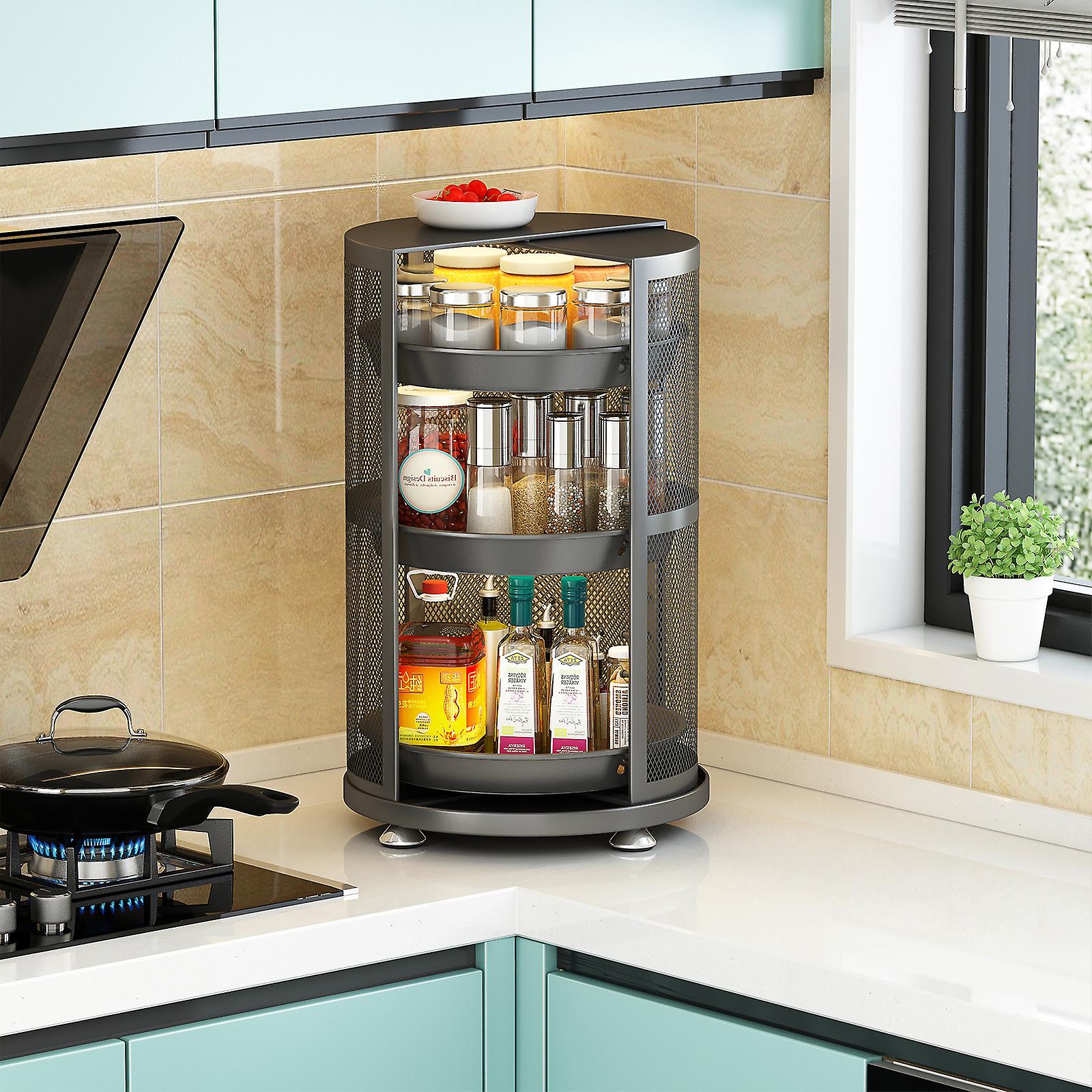 360 Degrees Rotating Movable Storage Shelf, Large Capacity Steel Rack ...