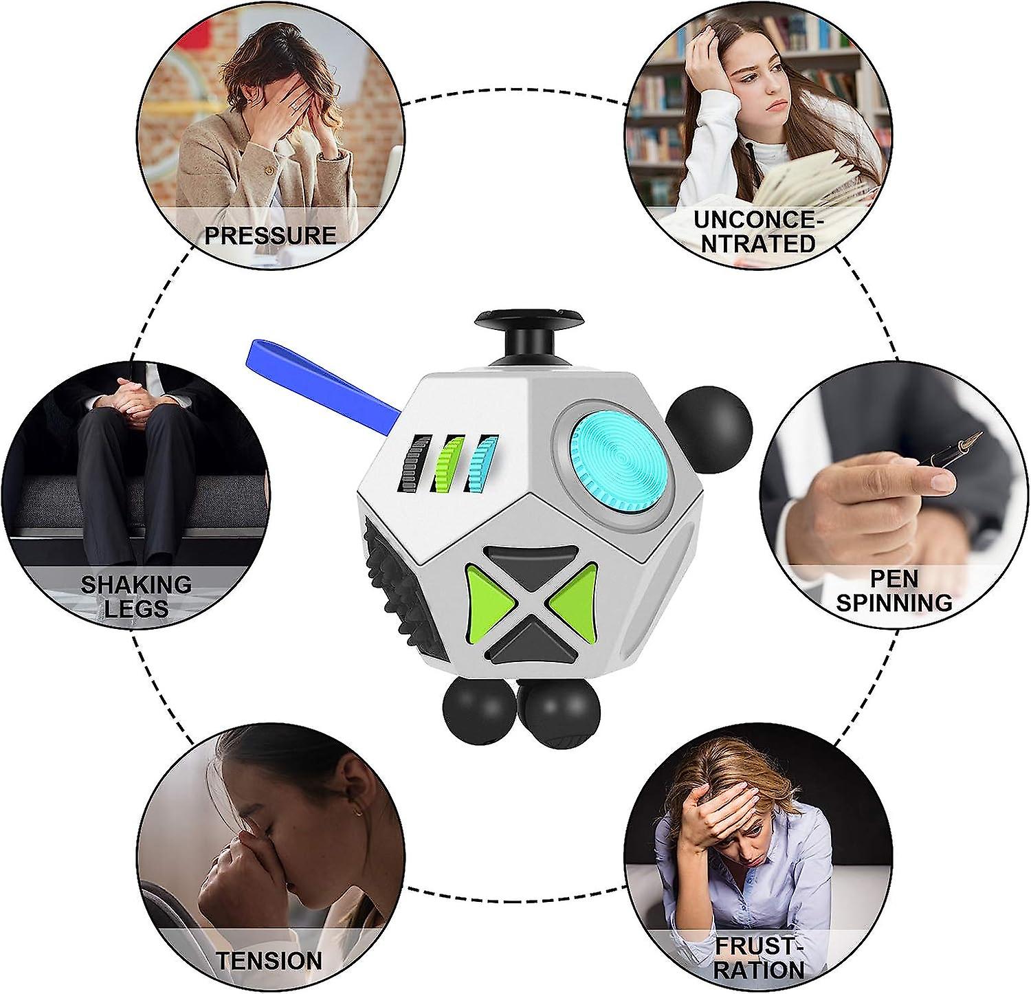 Fidget Cube, 12 zijden Premium Kwaliteit Fidget Cube Anti Decompressie Verlicht Stress en Angst ...