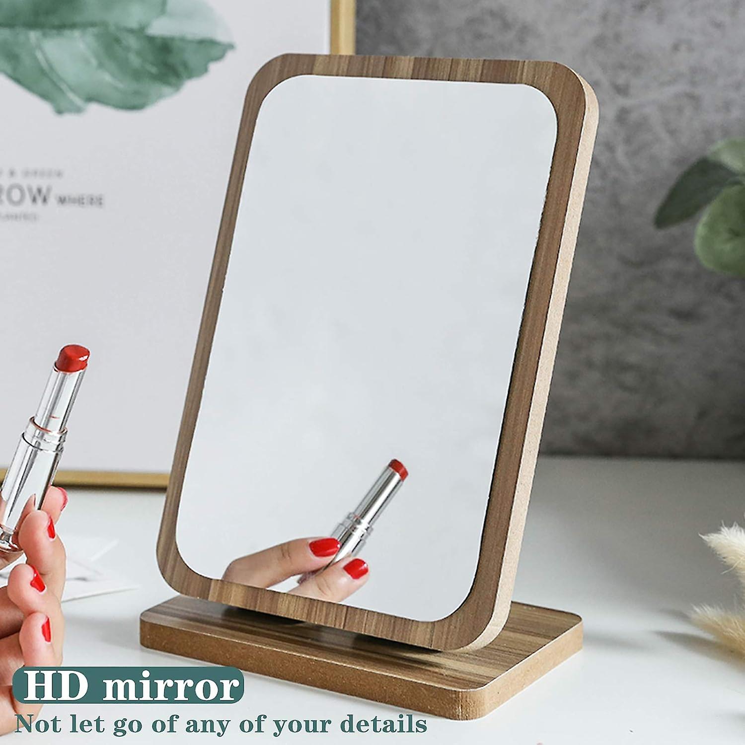 Wooden Makeup Mirror Wooden Table Mirror Portable Desktop Mirror ...