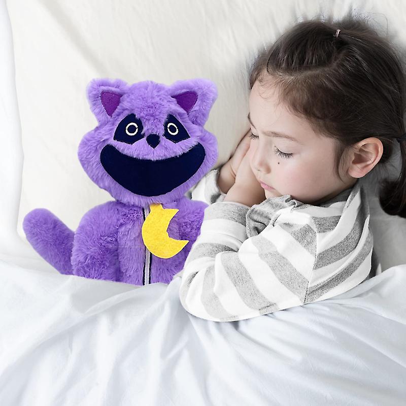 38CM Smiling Purple-color Cat Plush Toy Horror Big Mouth Kitten Animal ...