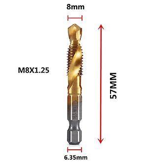 M8x1.25 Hex Shank Titanium Plated HSS Screw Thread Metric Tap Drill ...
