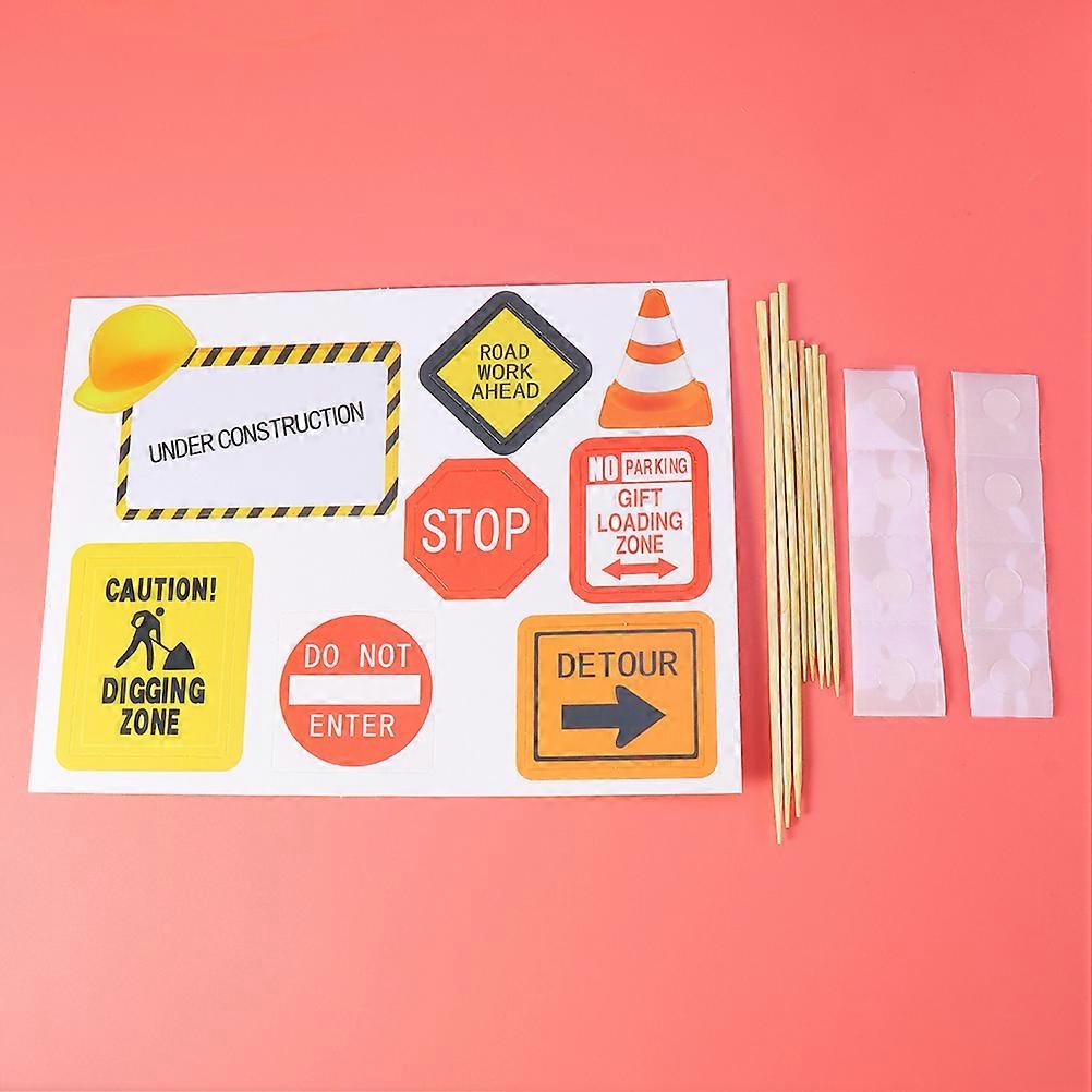 15 Pcs Signpost Cake Toppers Construction Sign Paper Cake Decoration ...