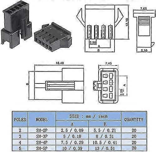 560 Pieces 2.5mm Jst Sm 2 3 4 5 Pin Male And Female Connector Plug Housing Connector Assortment ...