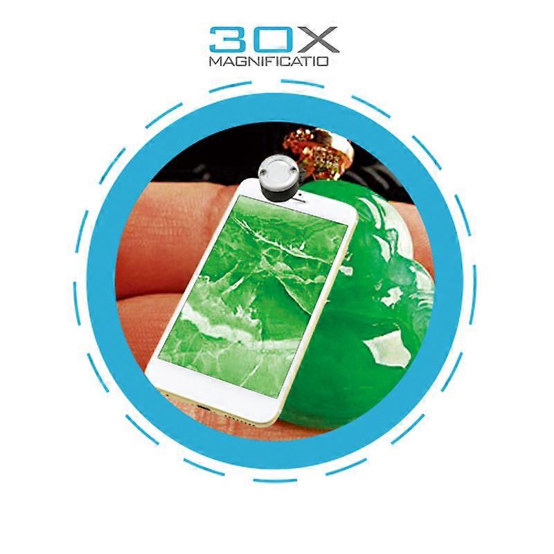 30X Zoom Bright LED Microscope Magnifier Clip-On Cell Phone Mobile Phone Camera Lens For ...