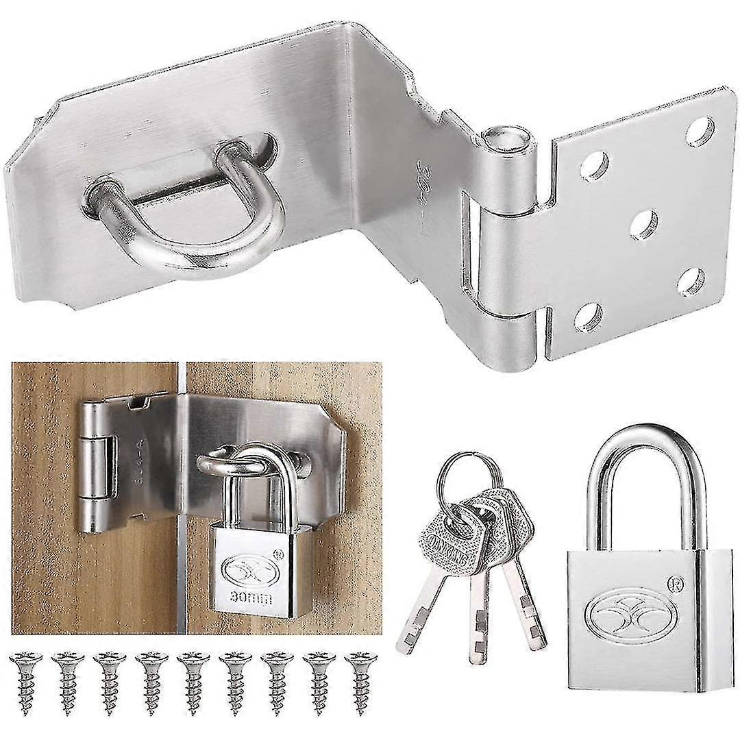 90 Degree Padlock Hasp With Padlock And Screws, Stainless Steel Door ...