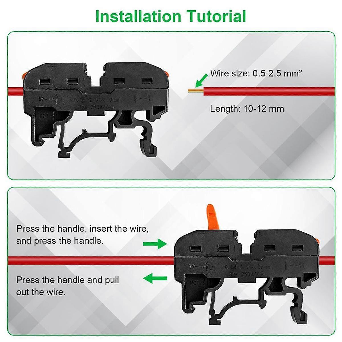 Pack of 40 DIN Rail Terminals,0.08-4 mm -211 DIN Rail Terminals,Black ...