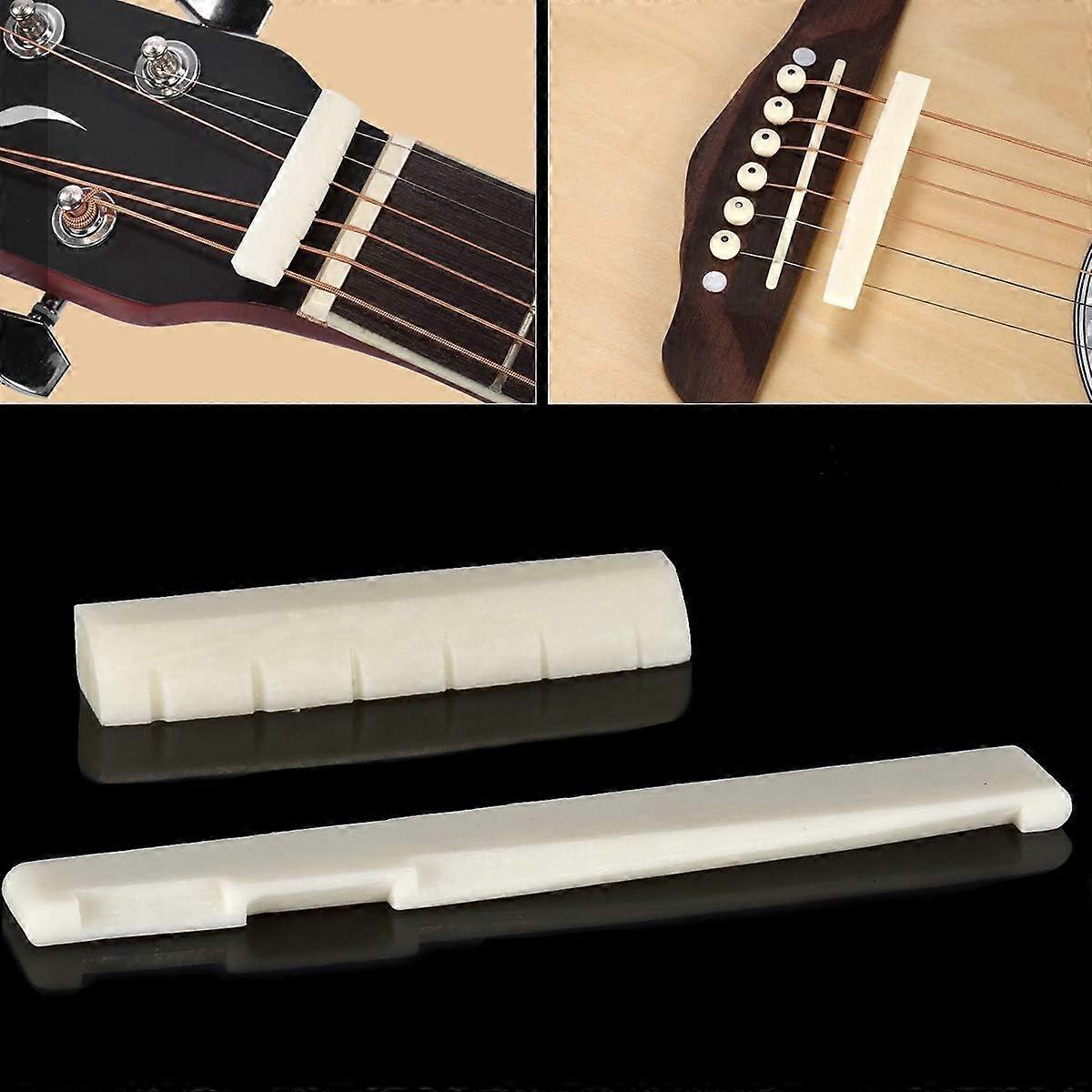 Acoustic guitar saddle and saddle, pure bone, ivory color, for 6 string ...
