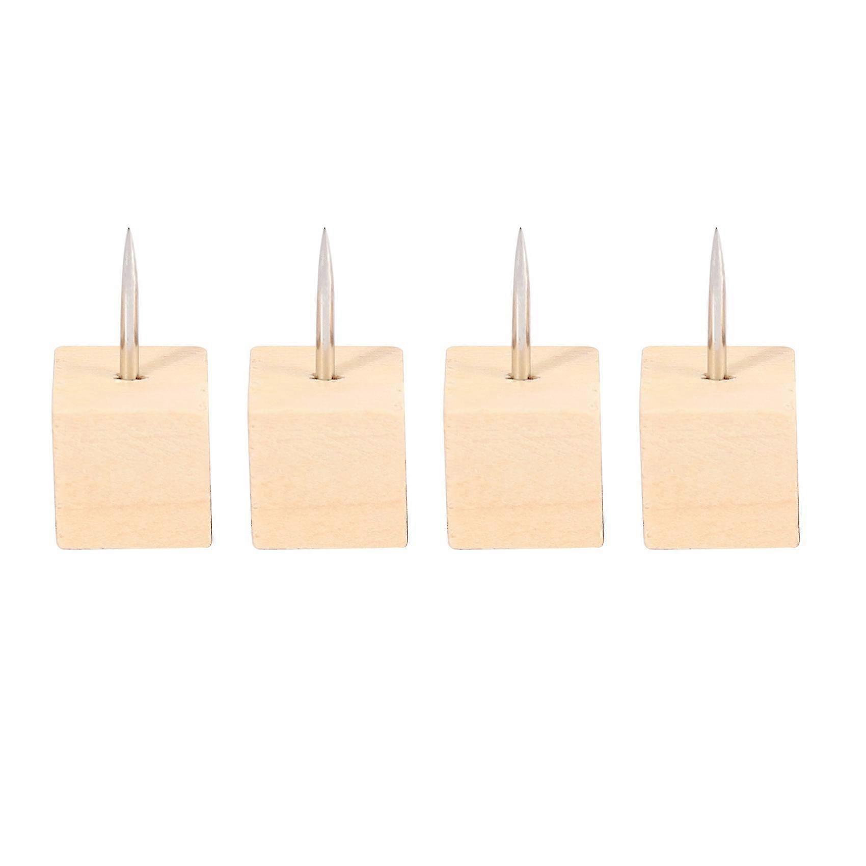 60pcs Square Wood Decorative Pins, Wood Head And Steel Needle Thumb ...