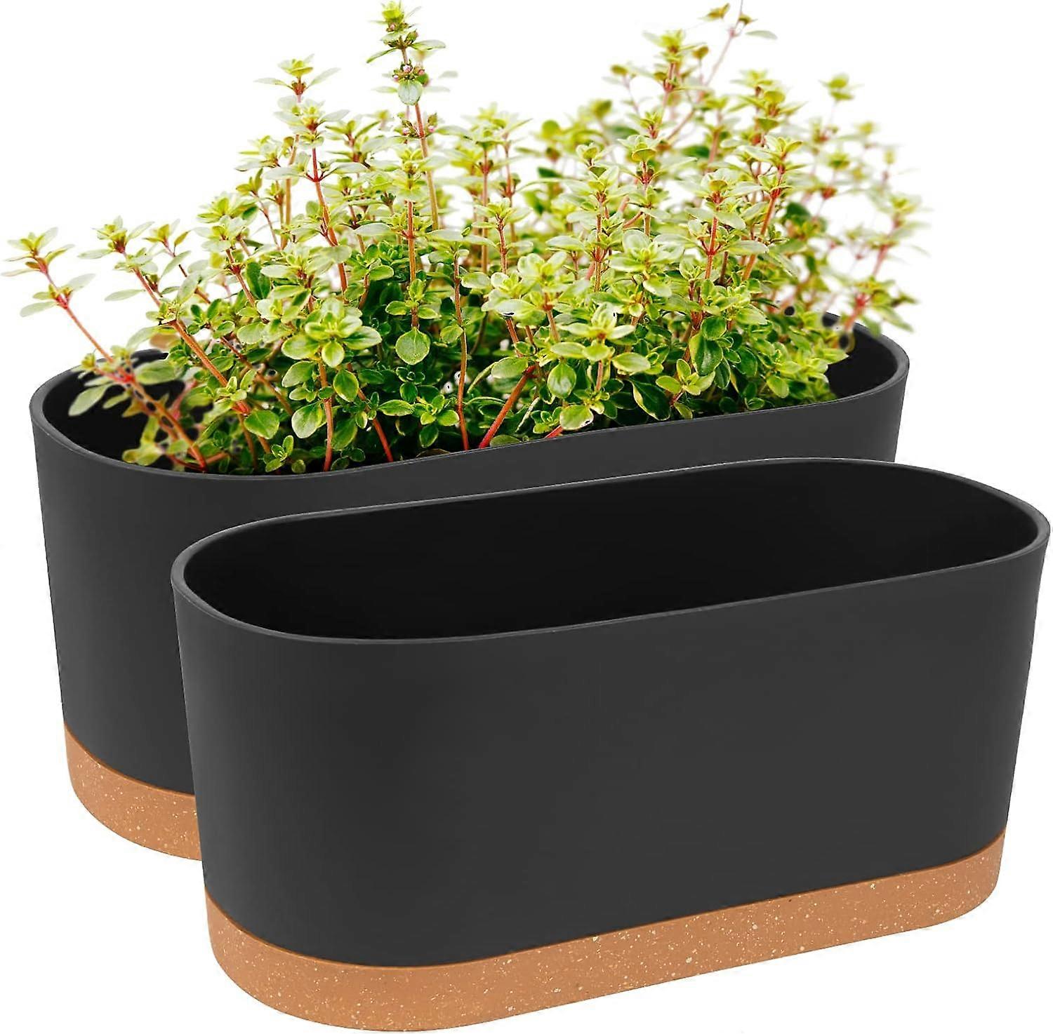 2 Pack Window Boxes Planters,16x 7" Self Watering Pots with Drainage ...