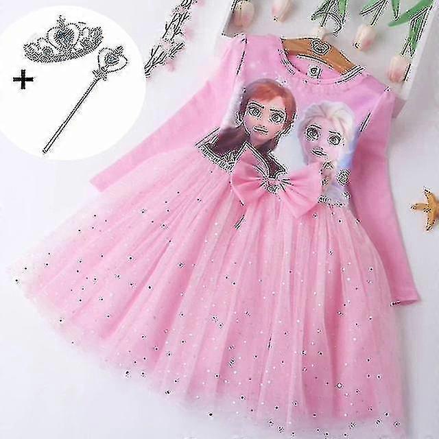 Girls Princess Elsa Fall Dresses Long Sleeve Anna Dresses Kids Birthday ...