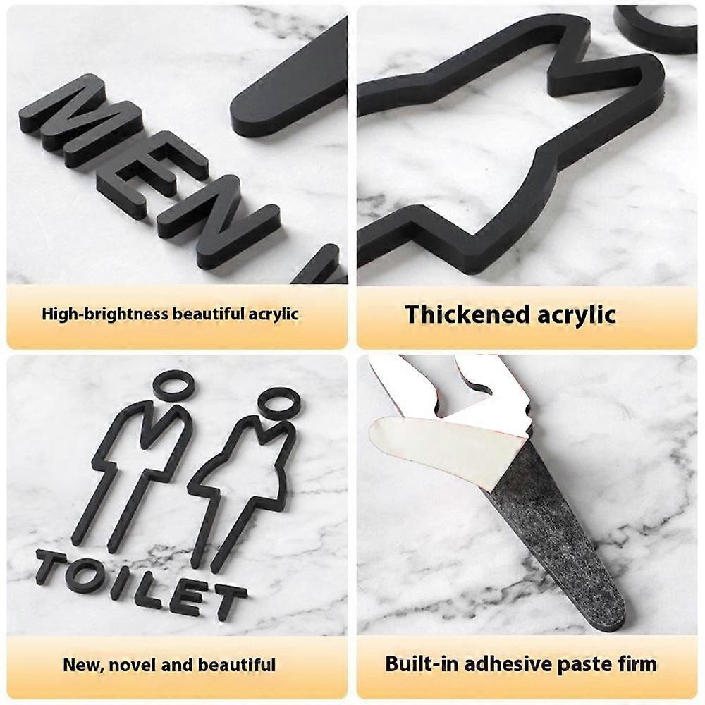20 x 12cm Acrylic Bathroom Door Sign Adhesive 3D Restroom Signage for ...