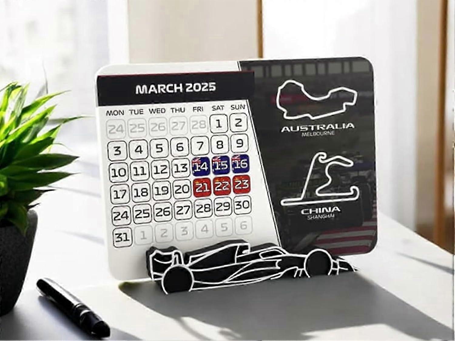 2025 kalender, 7,0" x 5,5" 1 racing 2025 skrivbordsdekoration, 2025 ...