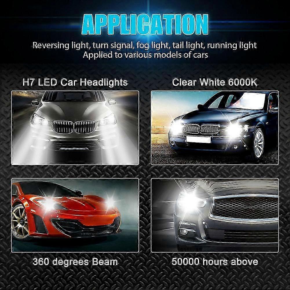 2pcs 12v 24v H7 Led Headlight Car Super Bright High Low Beam Fog Bulbs 30000lm 6000k White Ip67 ...